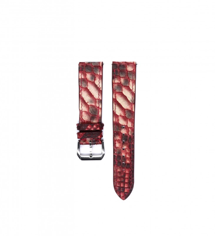 Red Python watch strap – LUXOR | Handmade Leathers